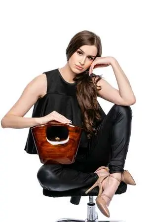 Rocio Twiggy Sculptural Acacia Wood Handbag - Dark Brown