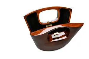 Rocio Twiggy Sculptural Acacia Wood Handbag - Dark Brown