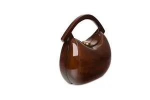 Rocio Miya Wooden Top Handle Bag - Dark Brown