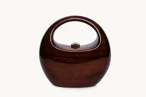 Rocio Coco Sculpted Wooden Handbag - Dark Brown