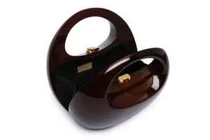Rocio Coco Sculpted Wooden Handbag - Dark Brown