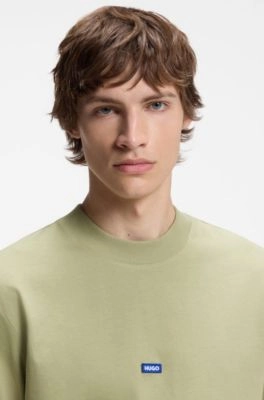 Hugo Cotton-jersey T-shirt With Blue Logo Patch