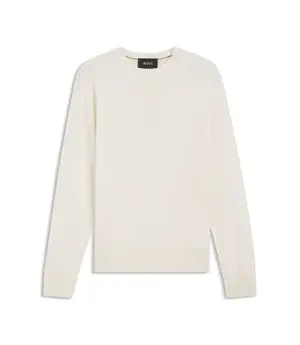 BOSS Silk Sweater With Jacquard Pattern - White