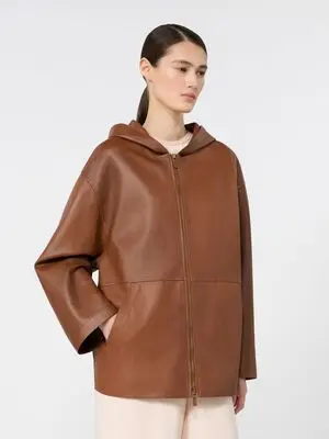 Max Mara Nappa Leather Jacket With Hood