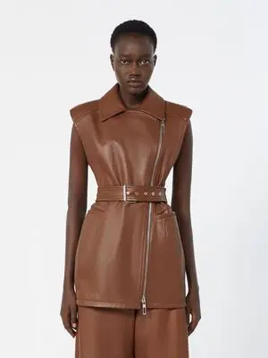 Max Mara Sleeveless Nappa Leather Jacket