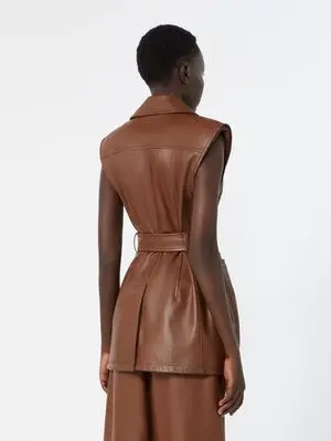 Max Mara Sleeveless Nappa Leather Jacket
