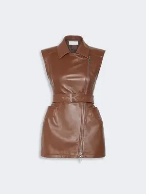 Max Mara Sleeveless Nappa Leather Jacket