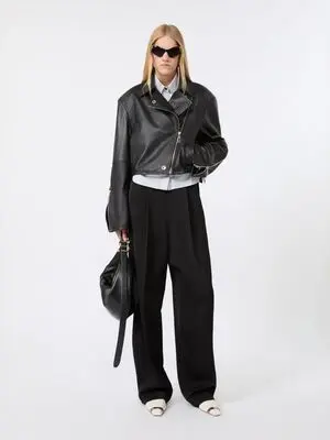 Max Mara Nappa Leather Biker Jacket