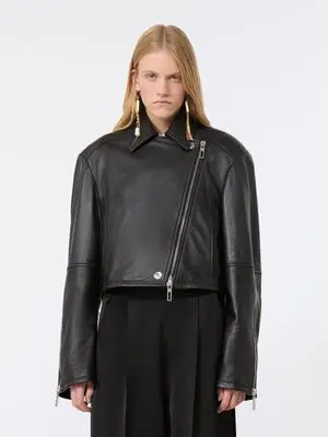 Max Mara Nappa Leather Biker Jacket