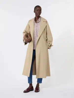 Max Mara Long Water-repellent Technical Canvas Trench Coat