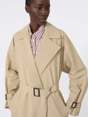 Max Mara Long Water-repellent Technical Canvas Trench Coat