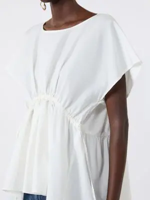 Max Mara Cotton Poplin Blouse With Drawstring Detail - White