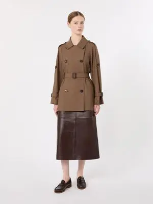 Max Mara Short Trench Coat In Water-repellent Twill