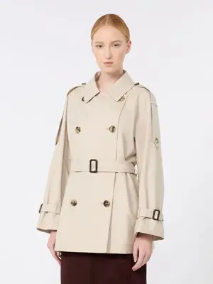 Max Mara Short Trench Coat In Water-repellent Twill