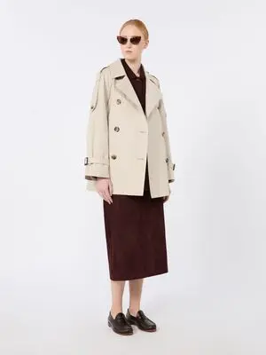 Max Mara Short Trench Coat In Water-repellent Twill