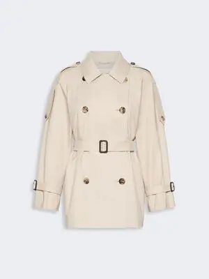 Max Mara Short Trench Coat In Water-repellent Twill