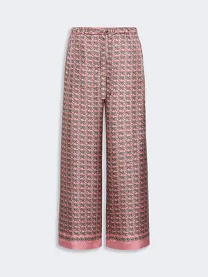 Max Mara Printed Silk Twill Trousers With Drawstring - Pink