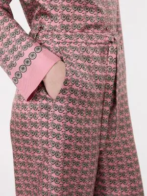 Max Mara Printed Silk Twill Trousers With Drawstring