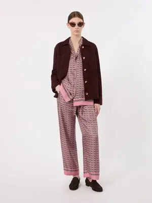 Max Mara Printed Silk Twill Trousers With Drawstring