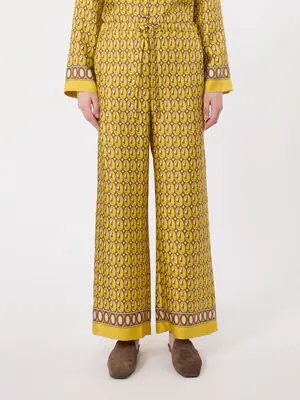 Max Mara Printed Silk Twill Trousers With Drawstring