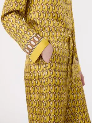 Max Mara Printed Silk Twill Trousers With Drawstring