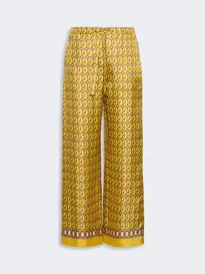 Max Mara Printed Silk Twill Trousers With Drawstring