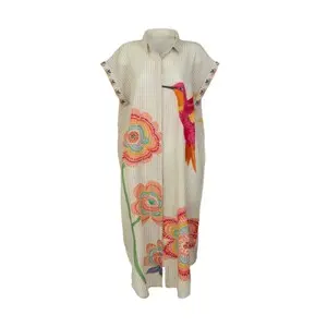 Saachi Humming Bird Printed Kaftan - Brown