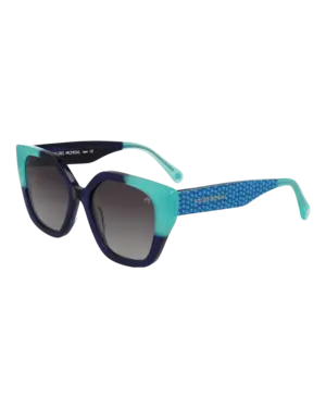 DOLORES PROMESAS Blue / Black Navy Blue And Turquoise Peaked Glasses With Geometrical Print - Blue/black