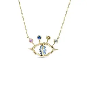 HOUSE OF KLARA Soteria Mini Pendant Necklace With Aquamarine And Sapphires In 18k - Gold
