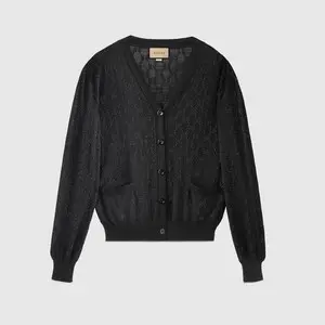 Gucci Fine Wool Gg Crystal Cardigan