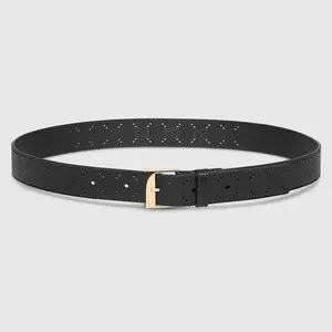 Gucci Leather Belt With Squared Buckle - Black
