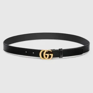Gucci Gg Marmont Thin Leather Belt - Black