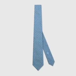 Gucci Interlocking G Silk Jacquard Neck Tie - Blue
