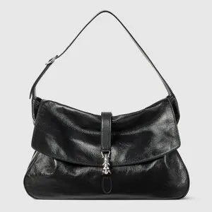 Gucci Jackie Flap Large Crossbody Bag Leather - Black