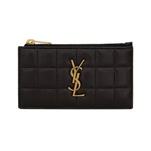 Saint Laurent Cassandre Matelassé Carré Zipped Fragments Card Case 'nero - Black