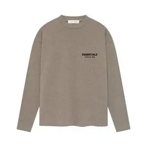 Fear Of God Essentials Classic Long Sleeve Tee 'homestead Heather - Tan
