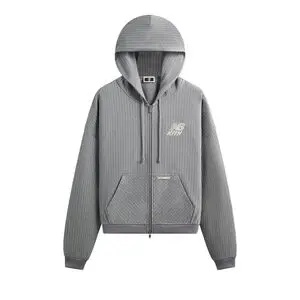 Kith X New Balance Pinstripe Braxton Zip Hoodie 'smoke - Grey