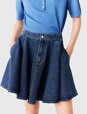 Maje Short Flared Denim Skirt
