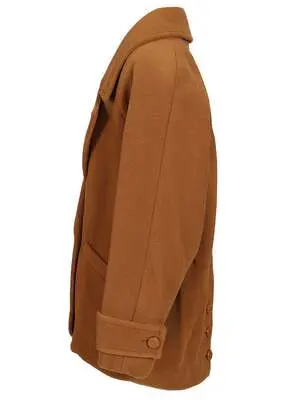 Chloé Short Double-breasted Wool Coat With Herringbone Pattern