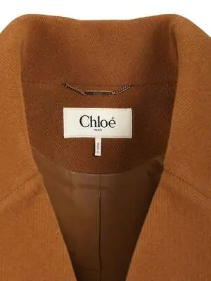 Chloé Short Double-breasted Wool Coat With Herringbone Pattern