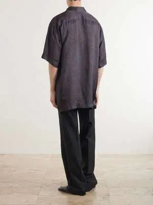 Dries Van Noten Camp-collar Printed Satin Shirt