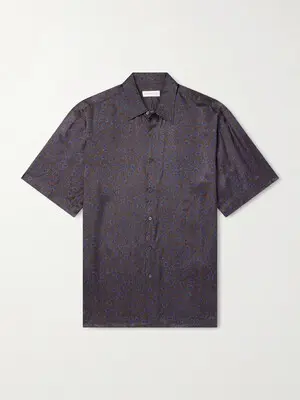 Dries Van Noten Camp-collar Printed Satin Shirt - Brown