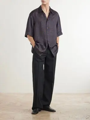 Dries Van Noten Camp-collar Printed Satin Shirt