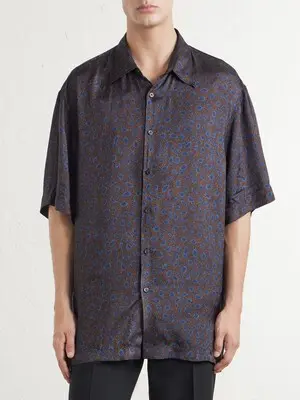 Dries Van Noten Camp-collar Printed Satin Shirt
