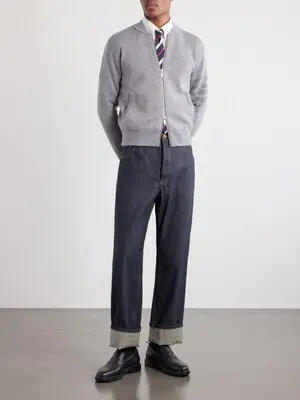 Thom Browne 4-bar" Striped Zip-up Cardigan