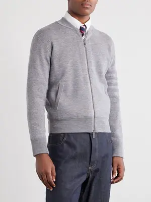 Thom Browne 4-bar" Striped Zip-up Cardigan