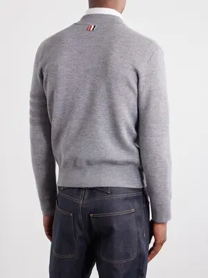 Thom Browne 4-bar" Striped Zip-up Cardigan