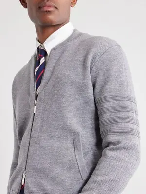 Thom Browne 4-bar" Striped Zip-up Cardigan