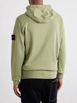 Stone Island Garment-dyed Cotton-fleece Hoodie - Green