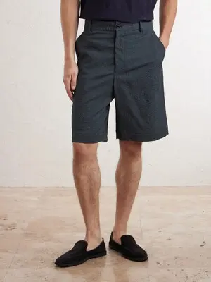 Paul Smith Checked Wool-blend Seersucker Shorts